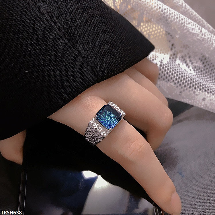 TRSH638 JJS Blue Square Stone Ring Adjustable – IM Wholesale