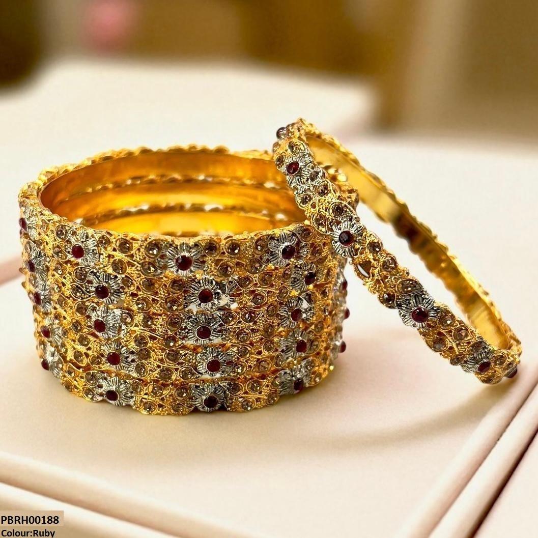 PBRH00188 SDQ Flower/Drum Bangles 6 Pcs Set - PBRH – IM Wholesale